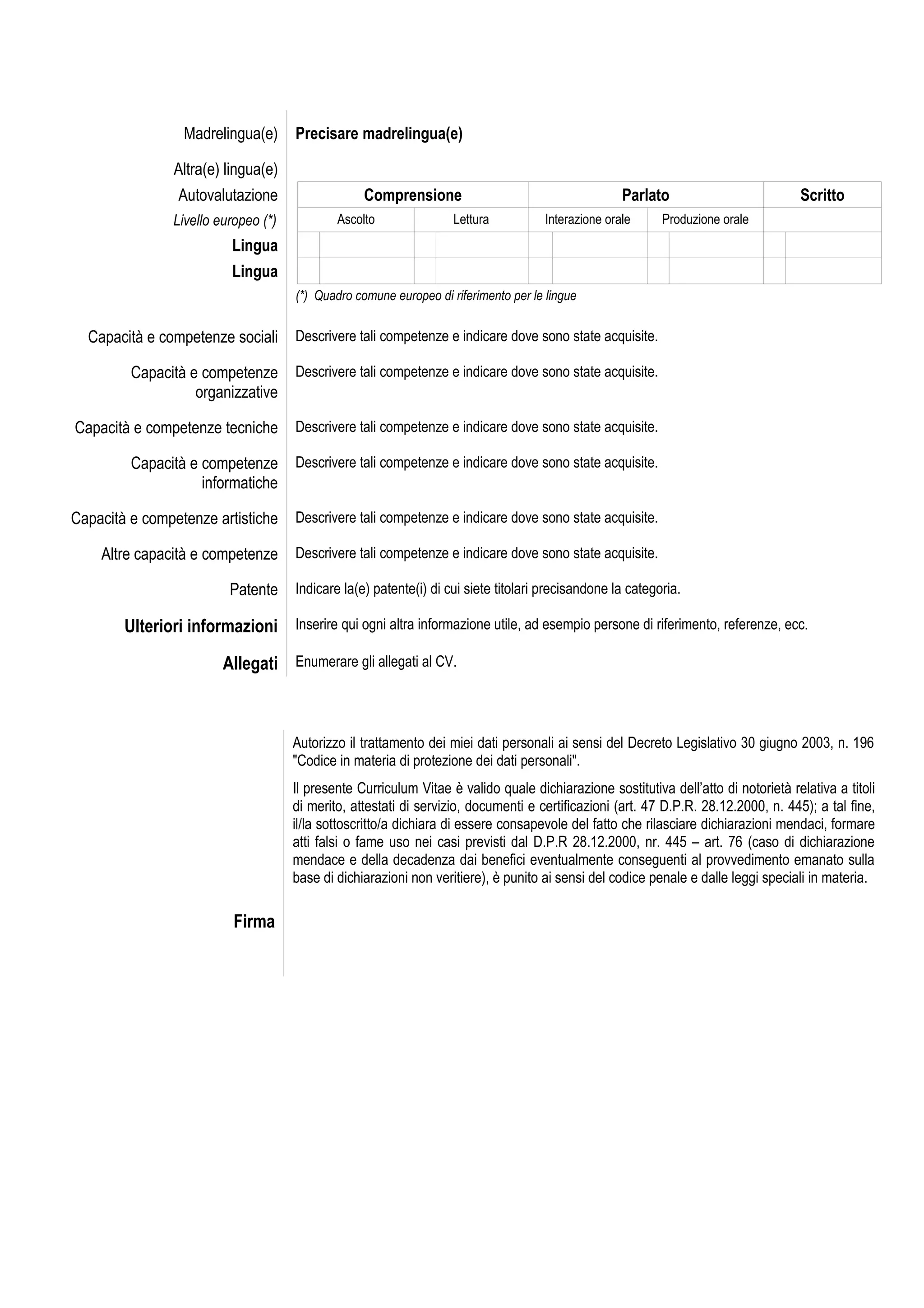 Allegato c -schema_di_curriculum_vitae_formato_europeo | DOC