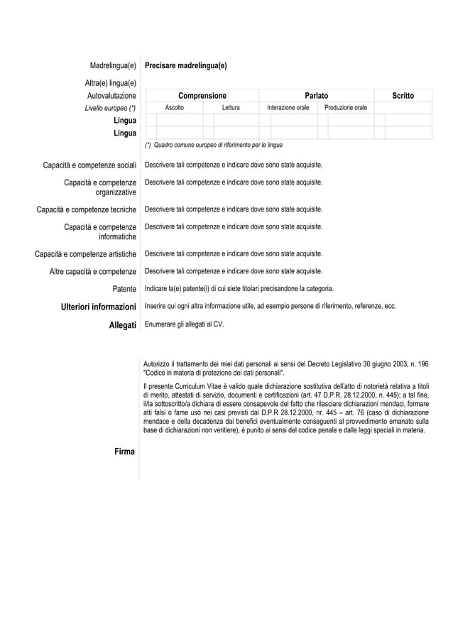 Allegato c -schema_di_curriculum_vitae_formato_europeo | PDF