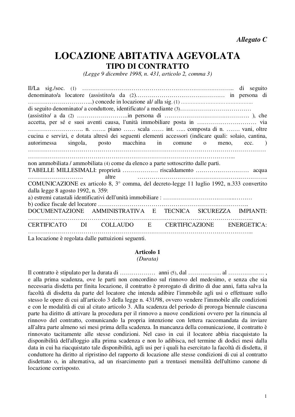 Modello Contratto Concordato 3+2