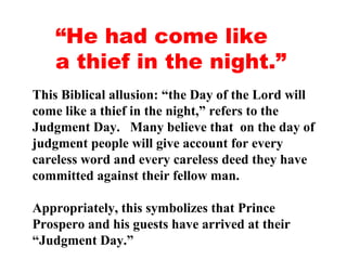 Allegory and symbols in the masque of the red death | PPT