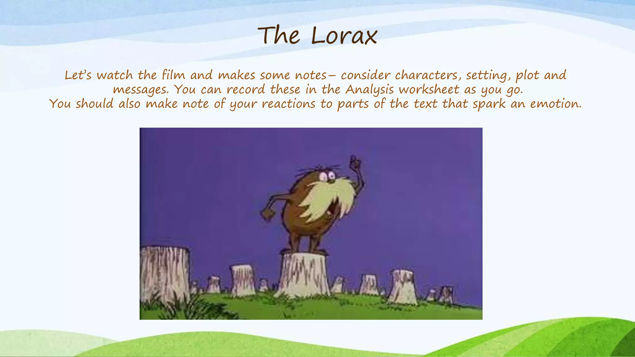 Allegory and the lorax visible thinking | PPT