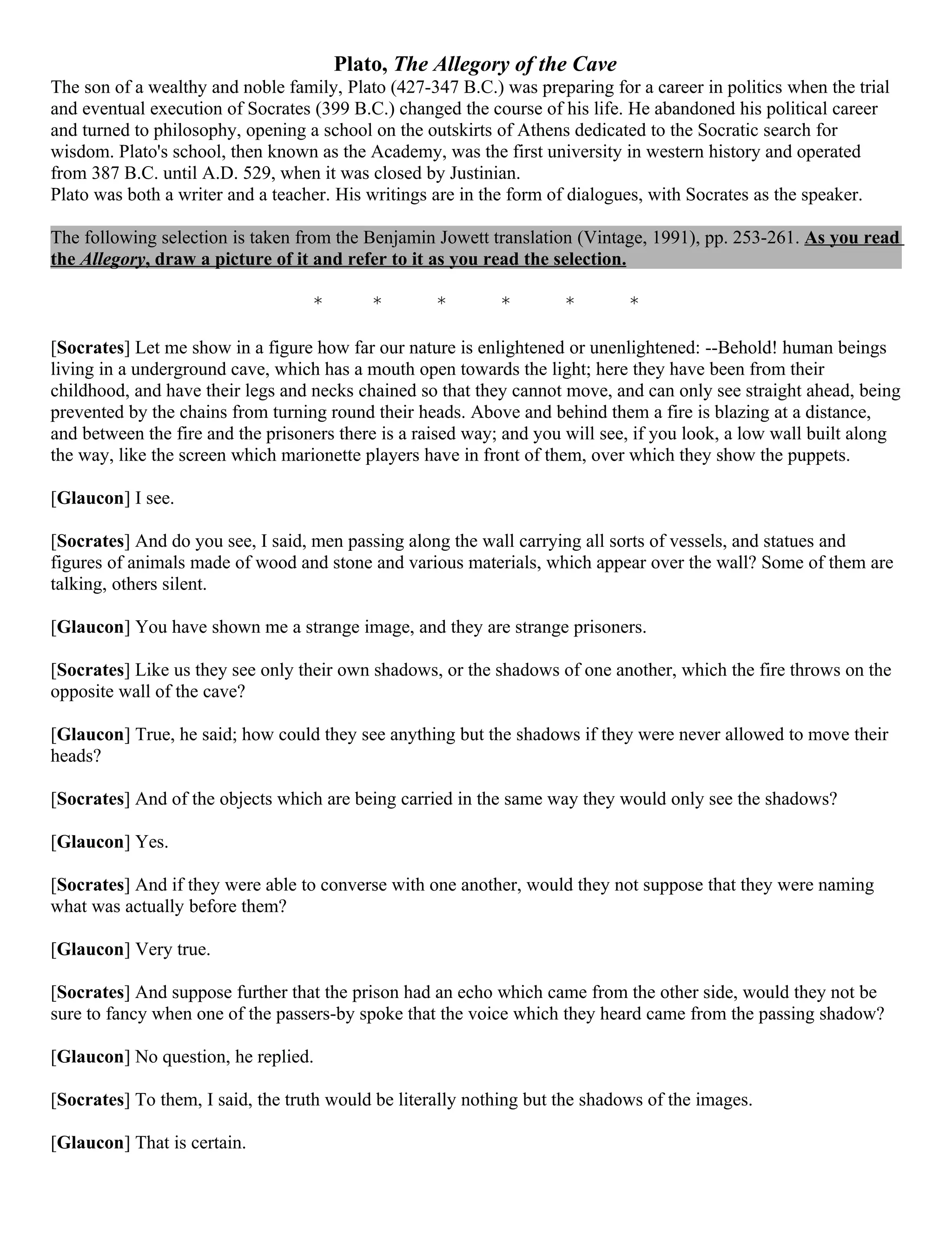 Allegory of cave | PDF