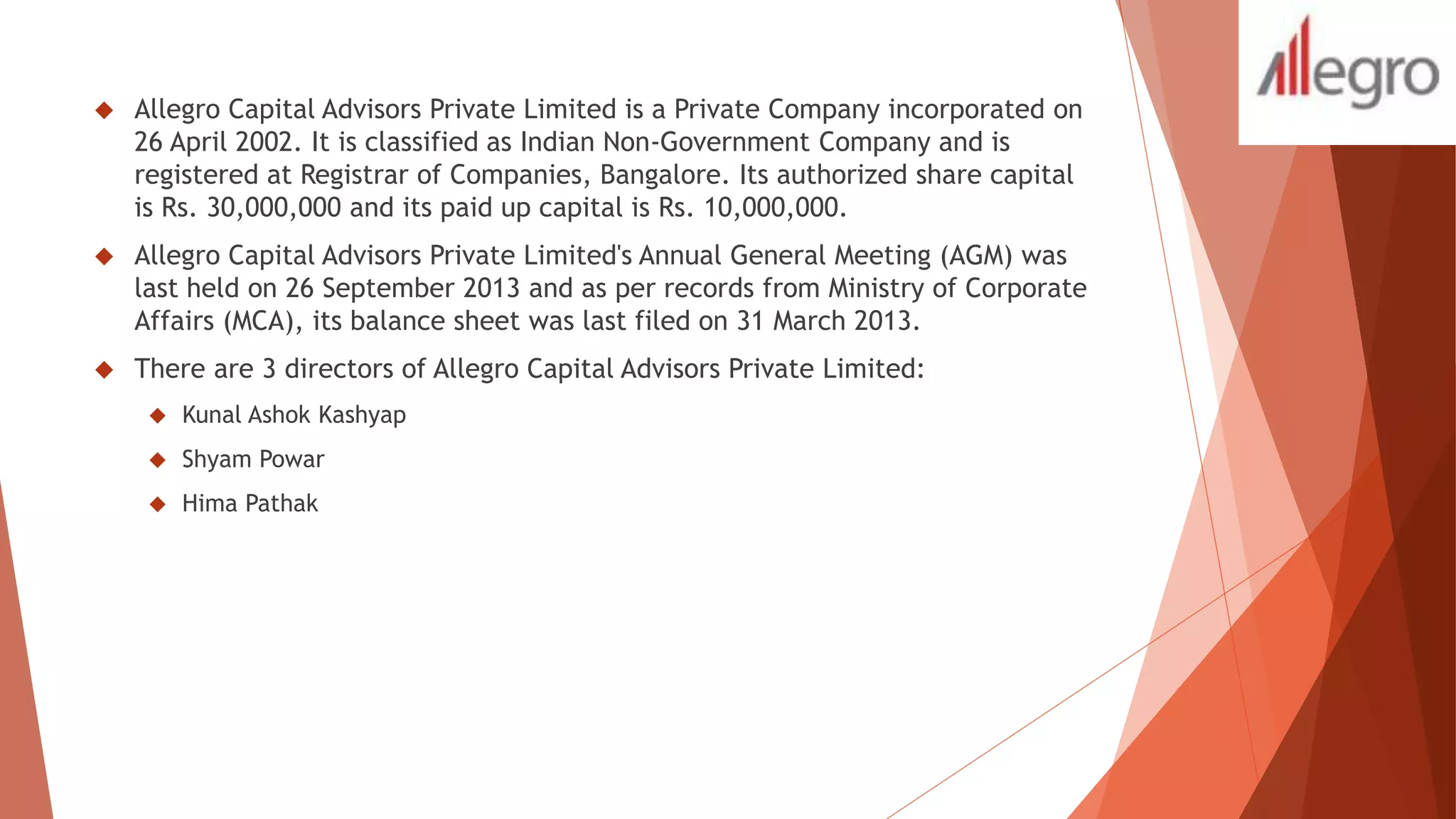 Allegro capital investors | PPTX