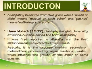 ALLELOPATHY BY HIMANSHU | PPT | Agriculture | Industries