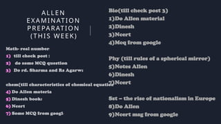 allen ppt examination preperationn maths | PPTX