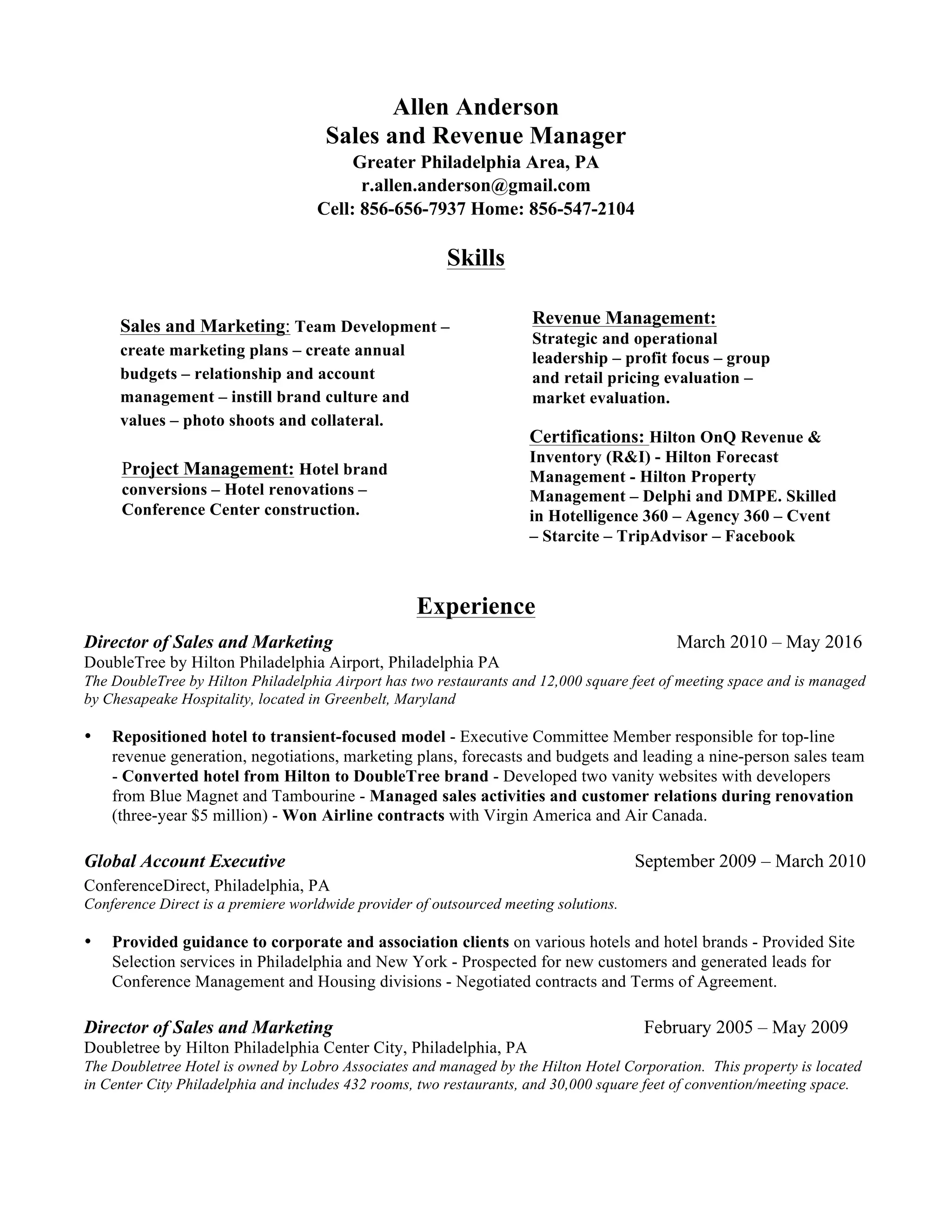 Allen Anderson Resume July 2016 | PDF