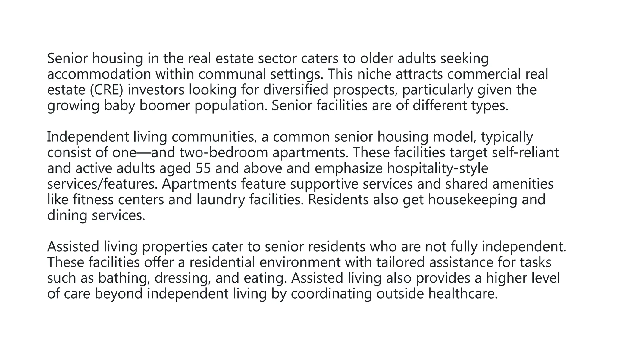 Senior Housing Commercial Real Estate by Allen Boerner | PPTX