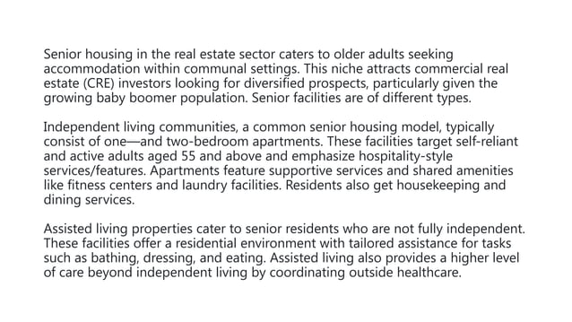 Senior Housing Commercial Real Estate by Allen Boerner | PPTX