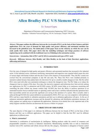 Allen Bradley PLC V/S Siemens PLC | PDF