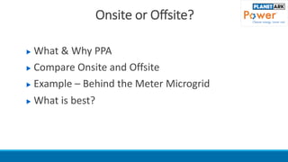 All Energy 2018 - Onsite or Offsite - Microgrids versus Corporate PPA's ...