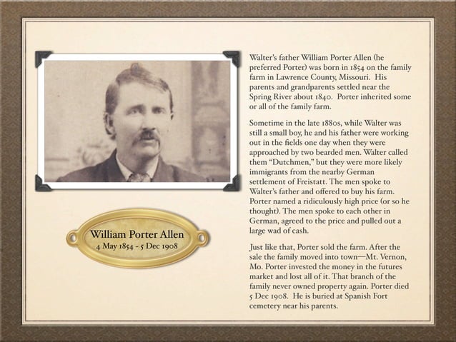 Allen family history presentation | KEY | Death, Injury, or Military ...