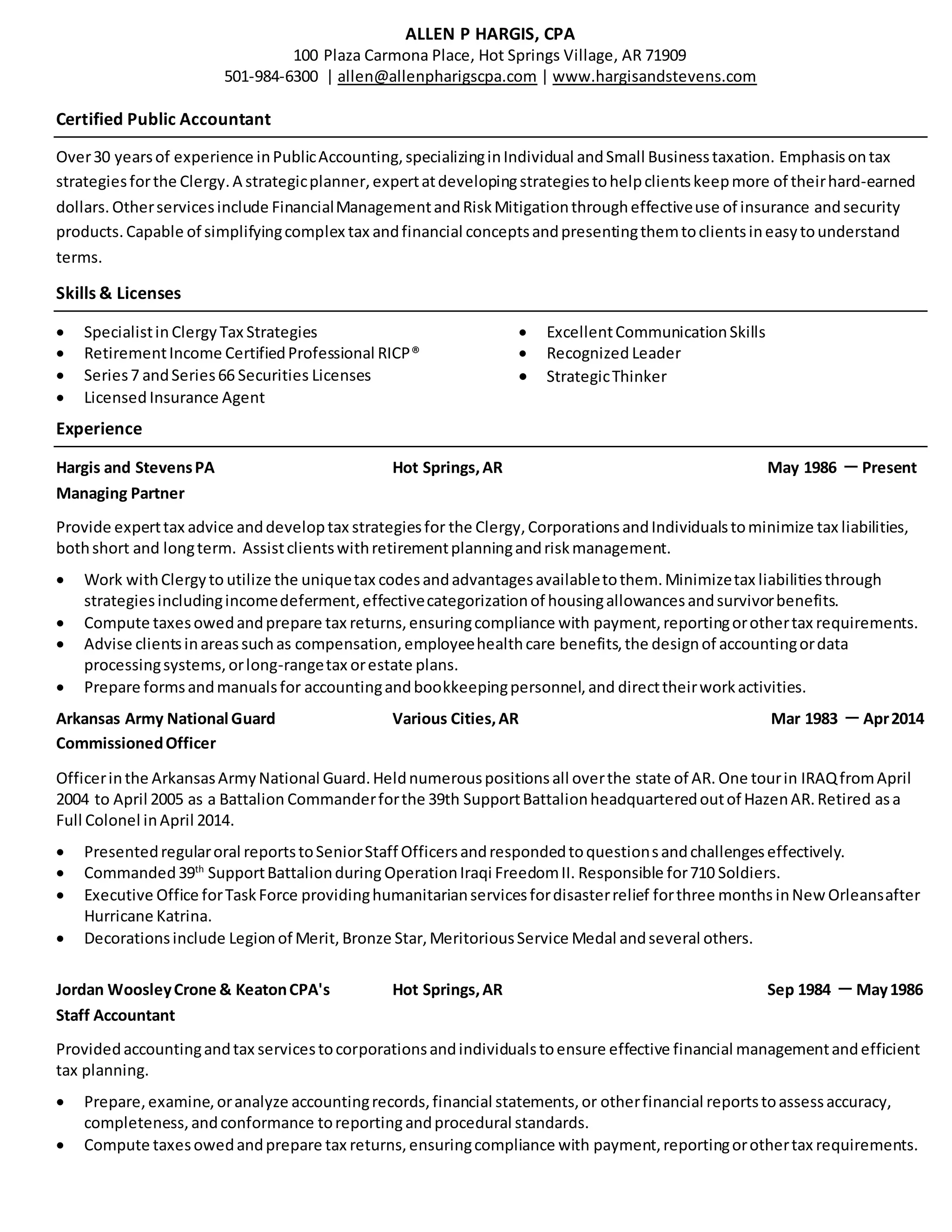 Allen Hargis Resume | DOCX