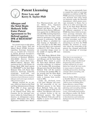 Allergan and the Saint Regis Mohawk Tribe Enter Patent Agreement to ...