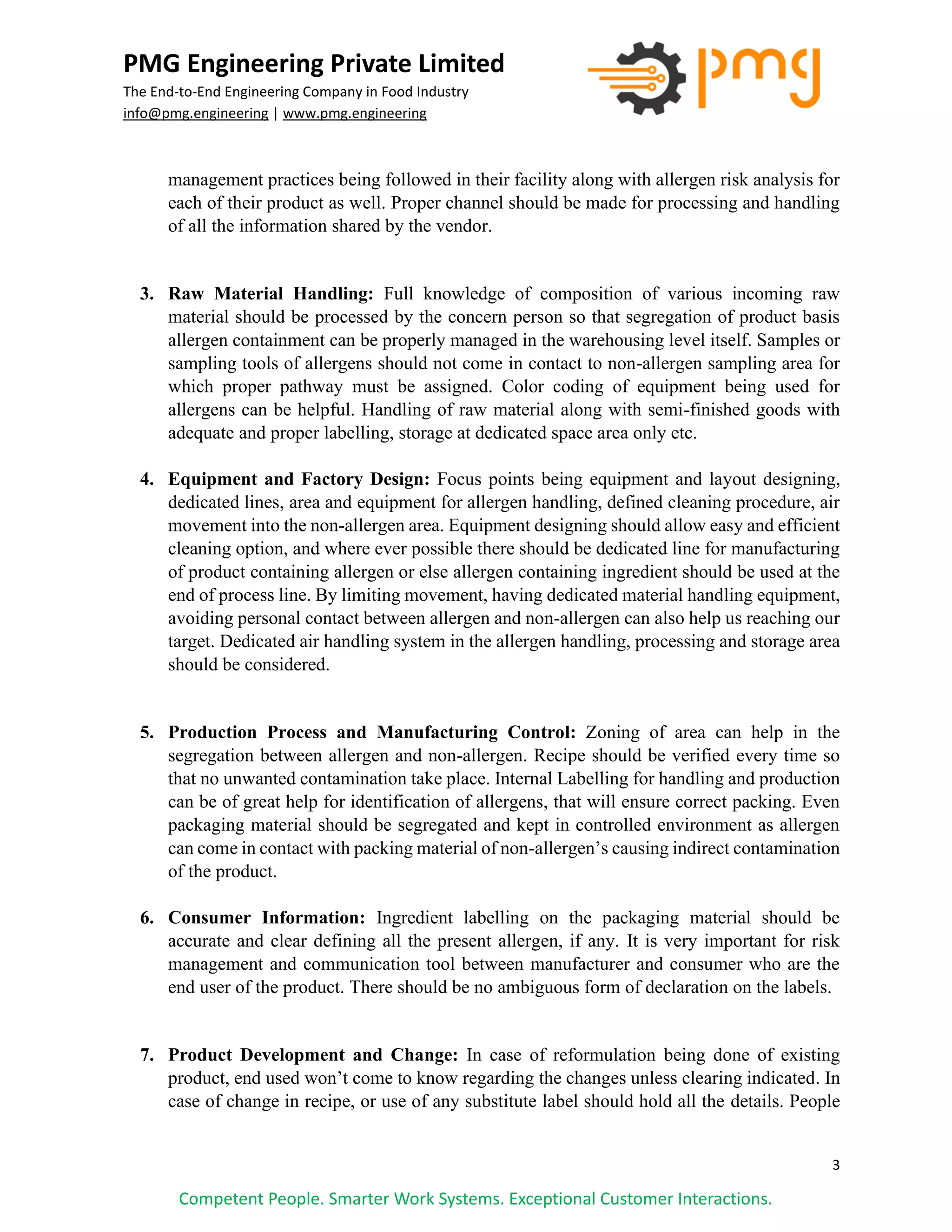 Allergen Management Components- Allergen Management Step | PDF