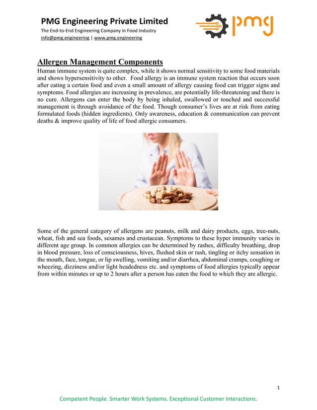 Allergen Management Components- Allergen Management Step | PDF