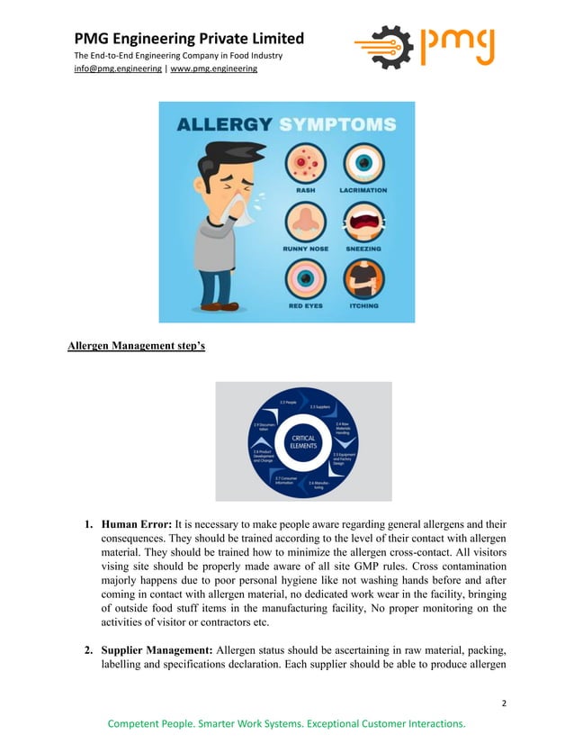 Allergen Management Components- Allergen Management Step | PDF