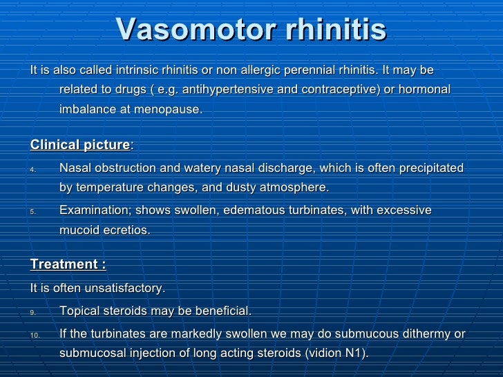 Nonallergic Vasomotor Rhinitis