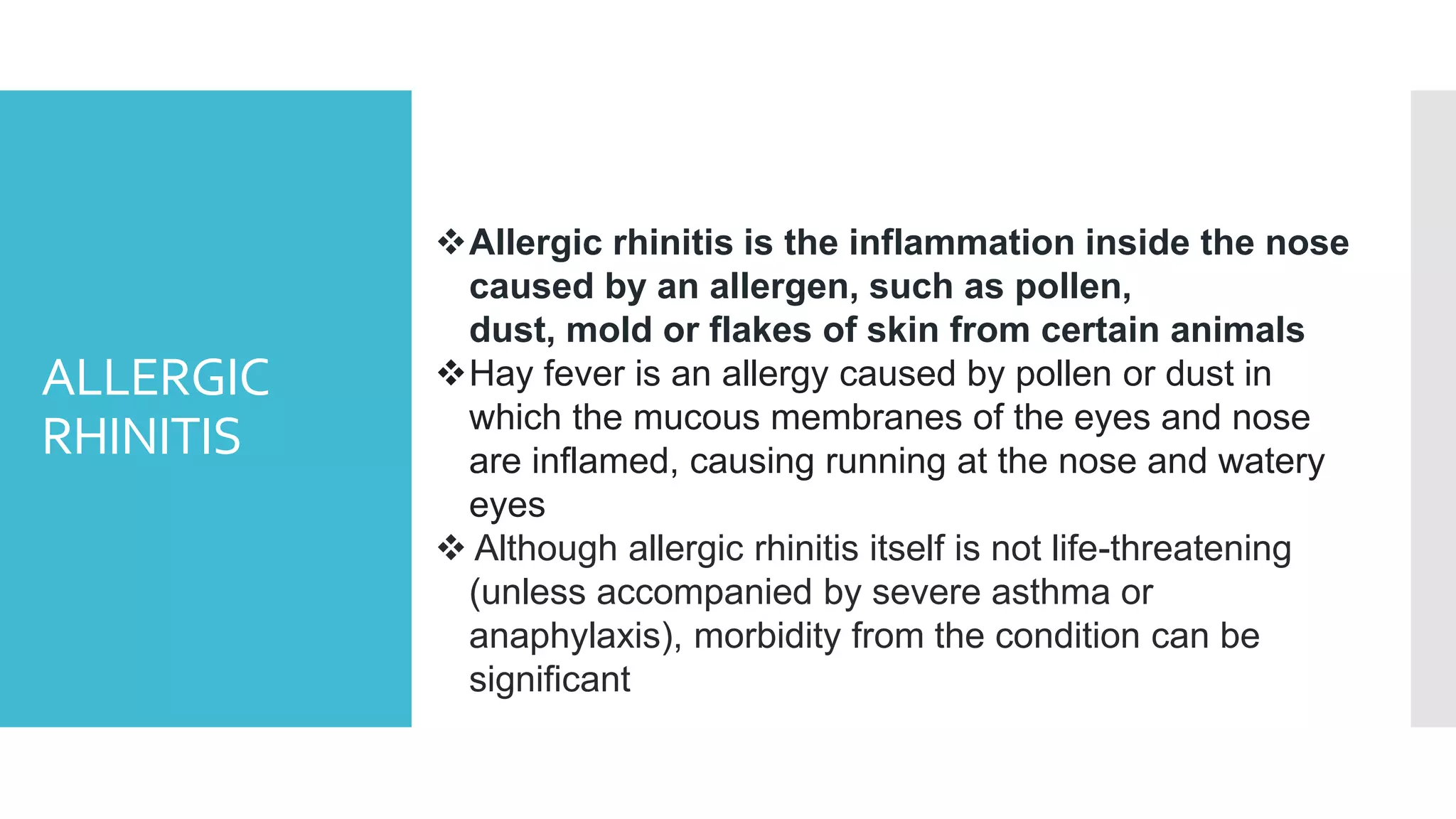Allergic rhinitis | PPTX | Allergies | Diseases and Conditions