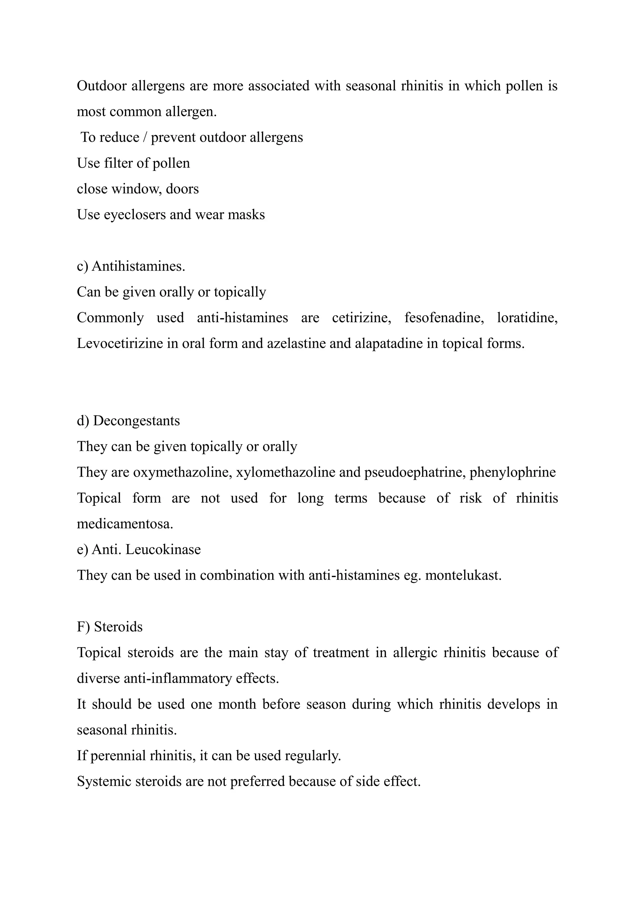 Allergic Rhinitis Aetiology Management Docx