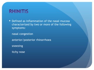 Allergic rhinitis: Approach to management and medical treatment | PPT