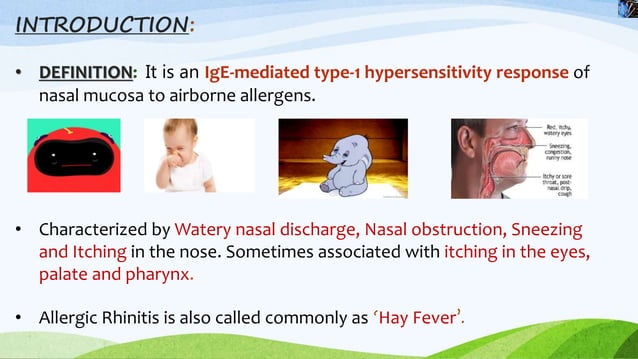 Allergic rhinitis ppt 2018 | PPTX