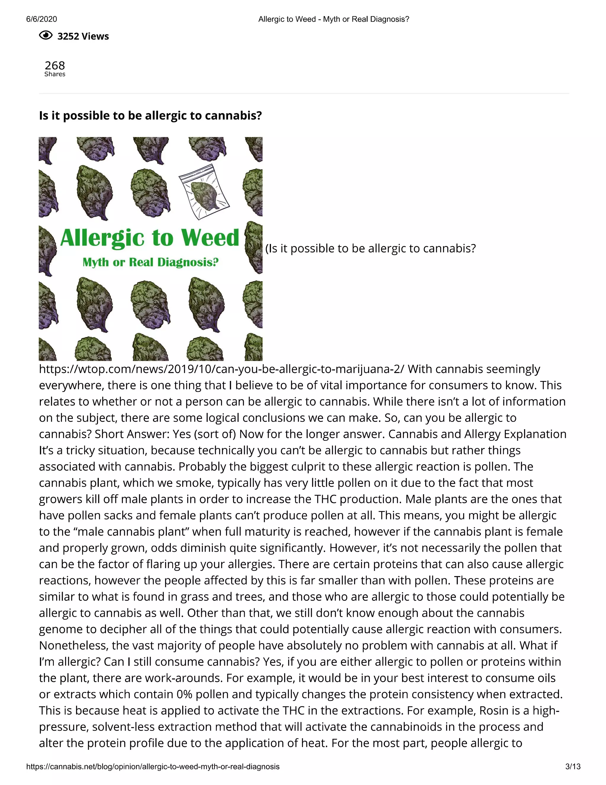 Can You Be Allergic to Weed? | PDF