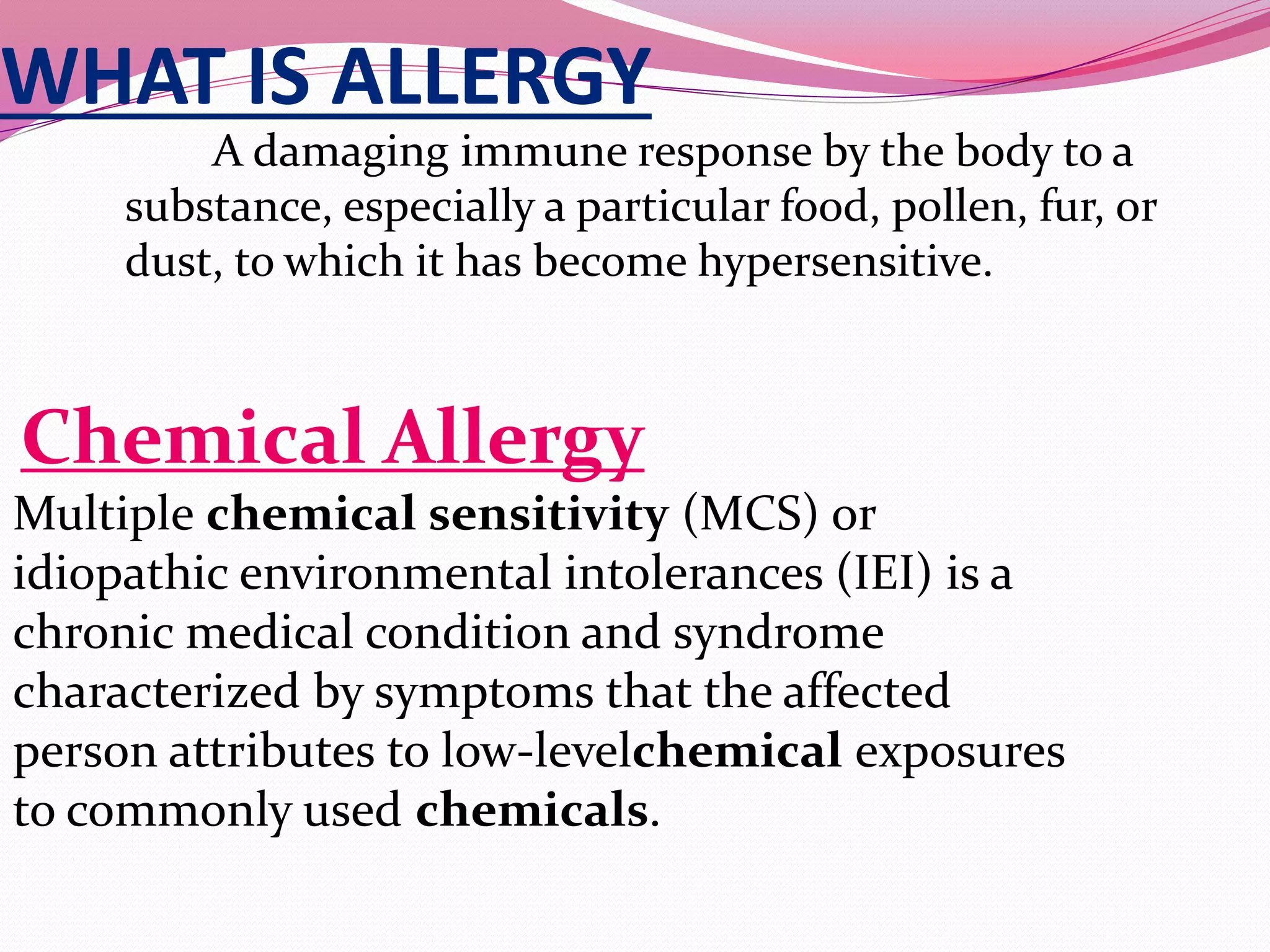 Allergies due to chemicals | PPTX