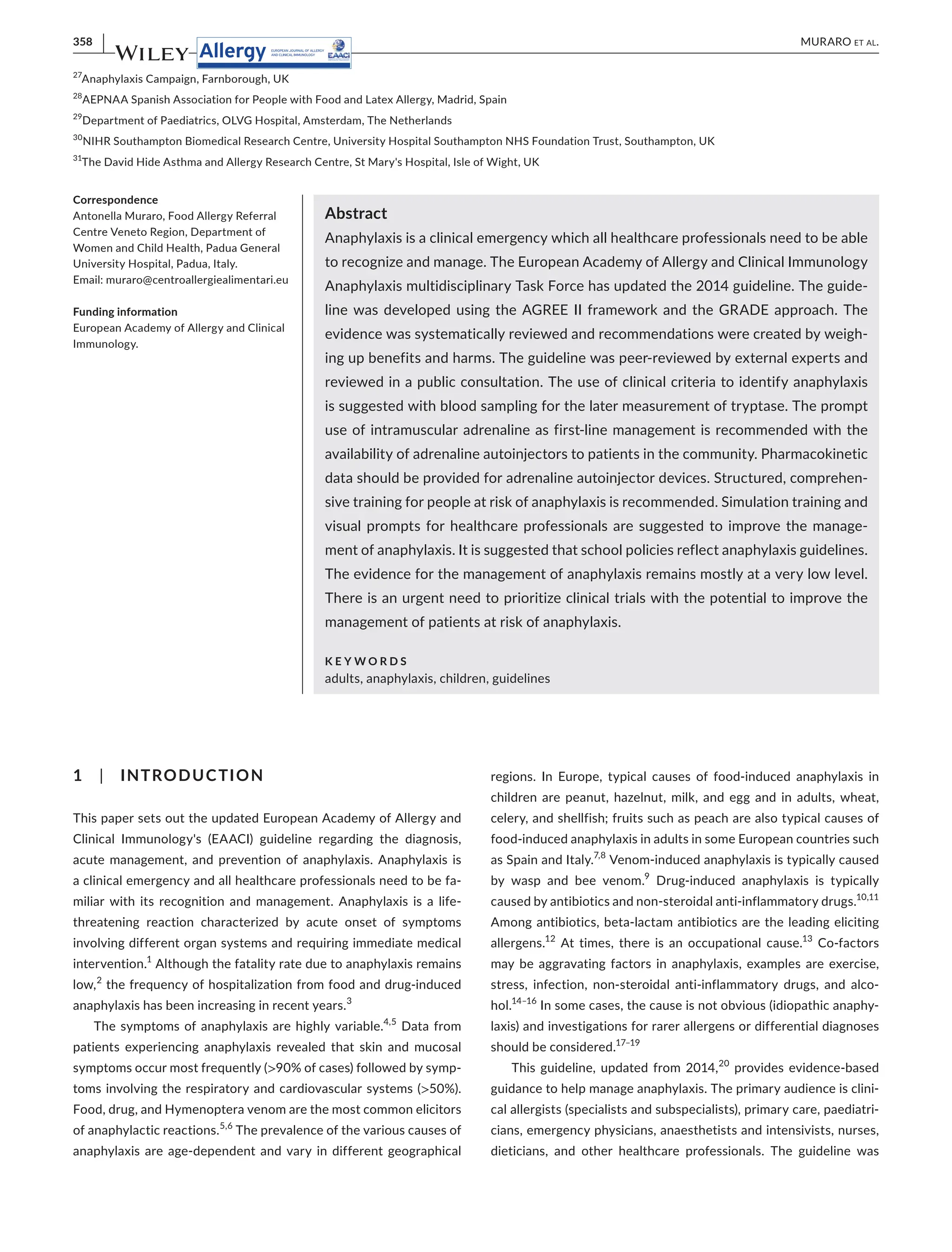 Allergy - 2021 - Muraro - EAACI guidelines Anaphylaxis 2021 update.pdf