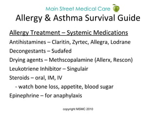 Allergy & Asthma Prevention- Main Street Medical Care | PPT