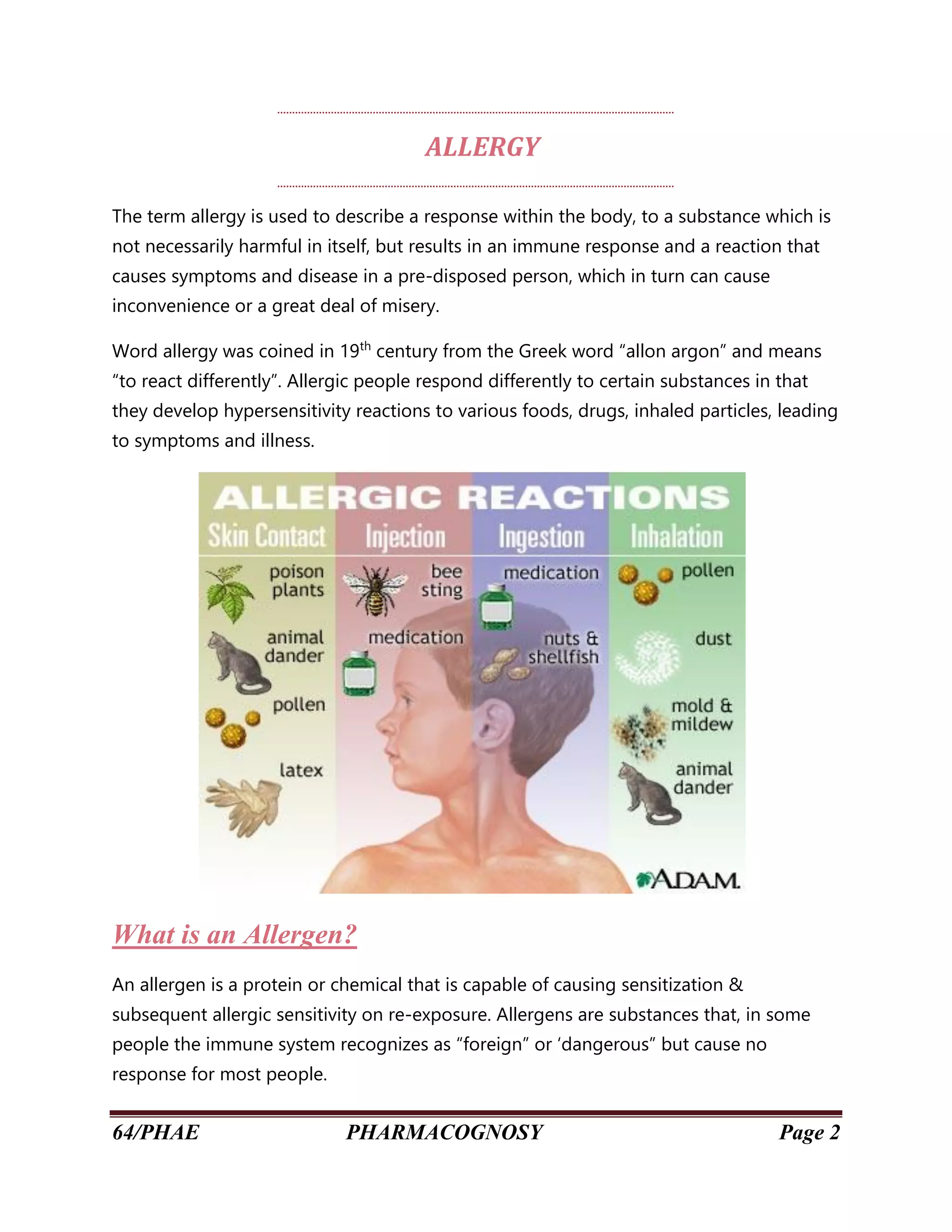 Allergy assignment | PDF