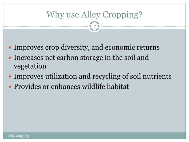 Alley cropping | PPTX | Agriculture | Industries