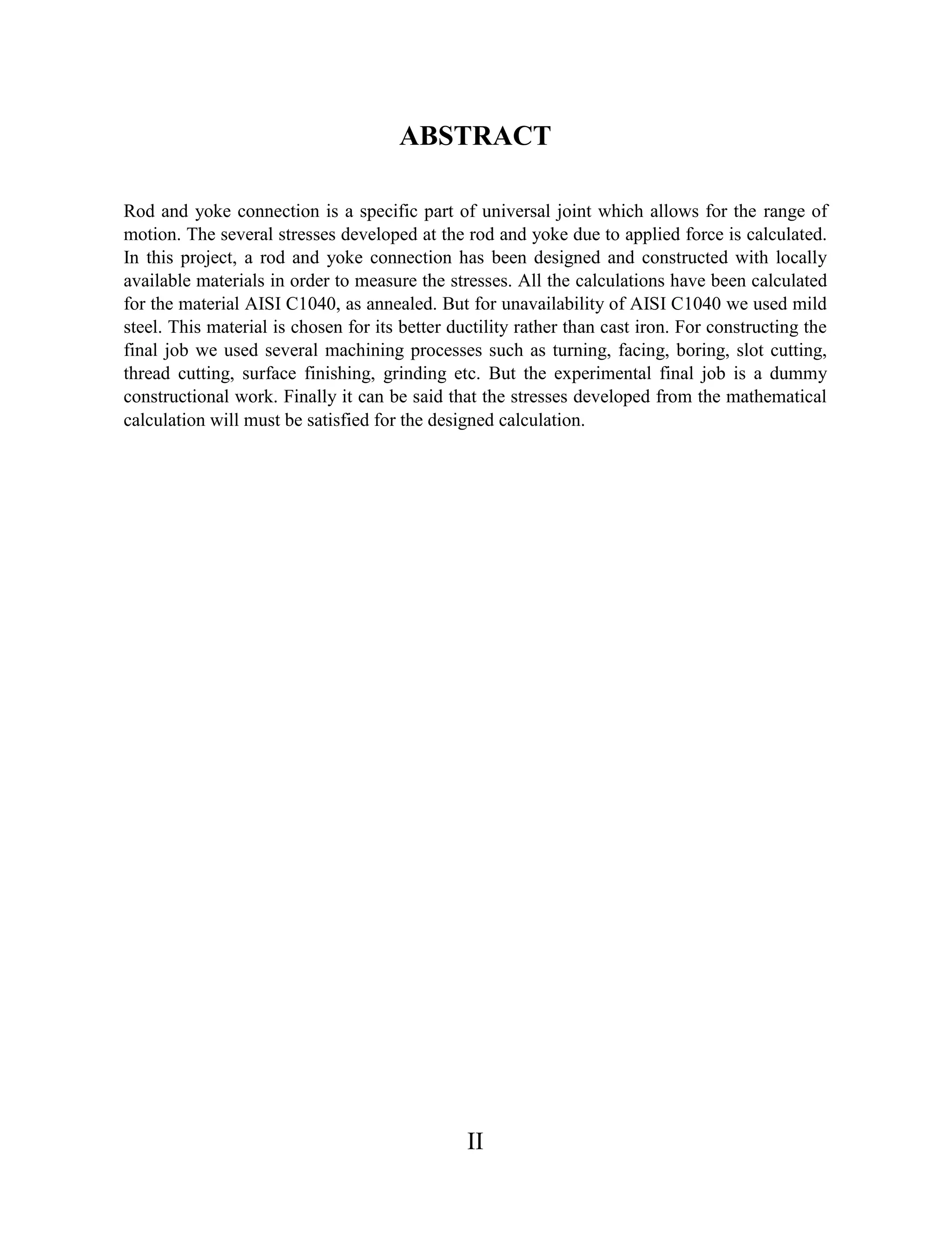 Rod and Yoke Connection | PDF