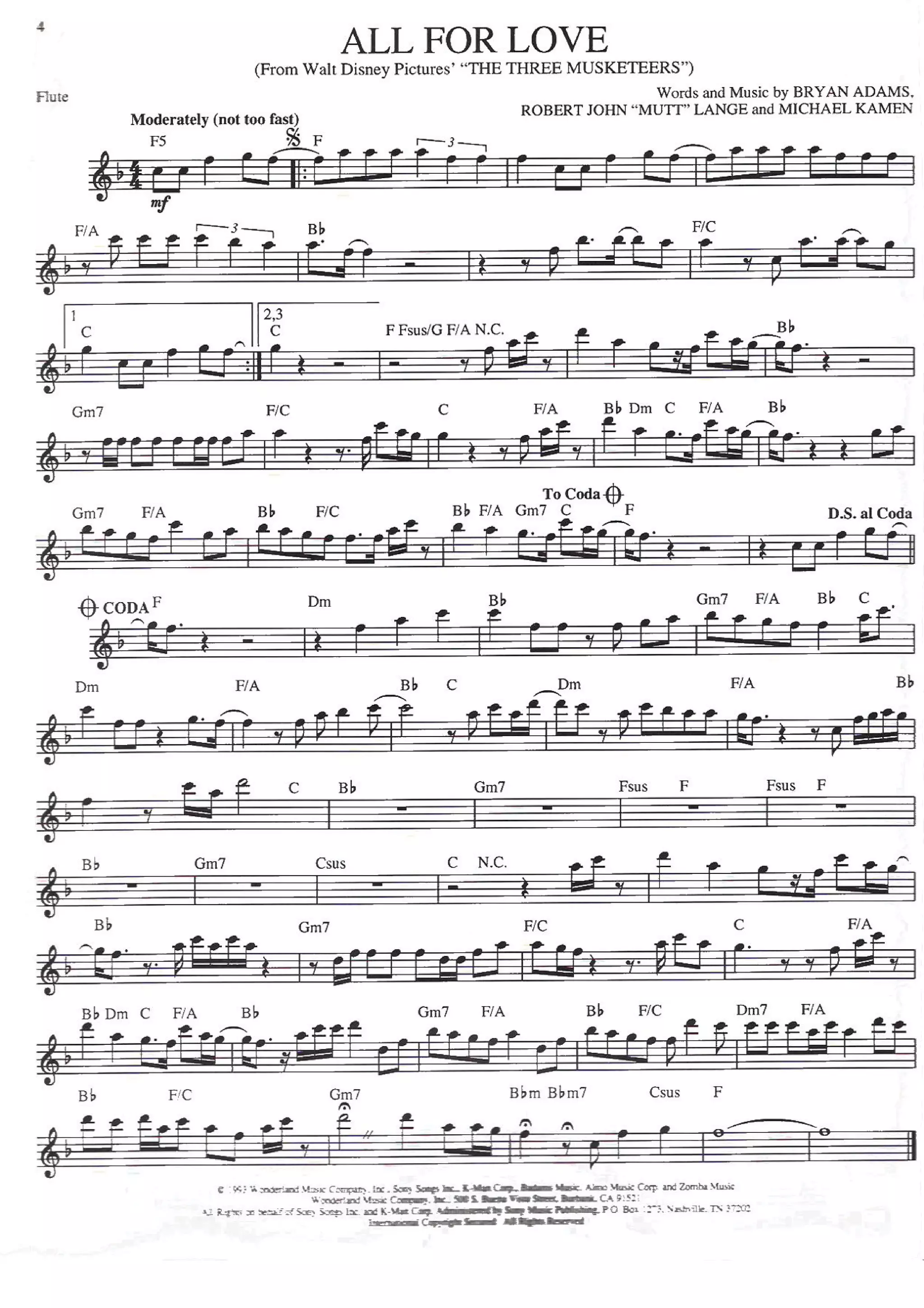 All for love flute and chords | PDF