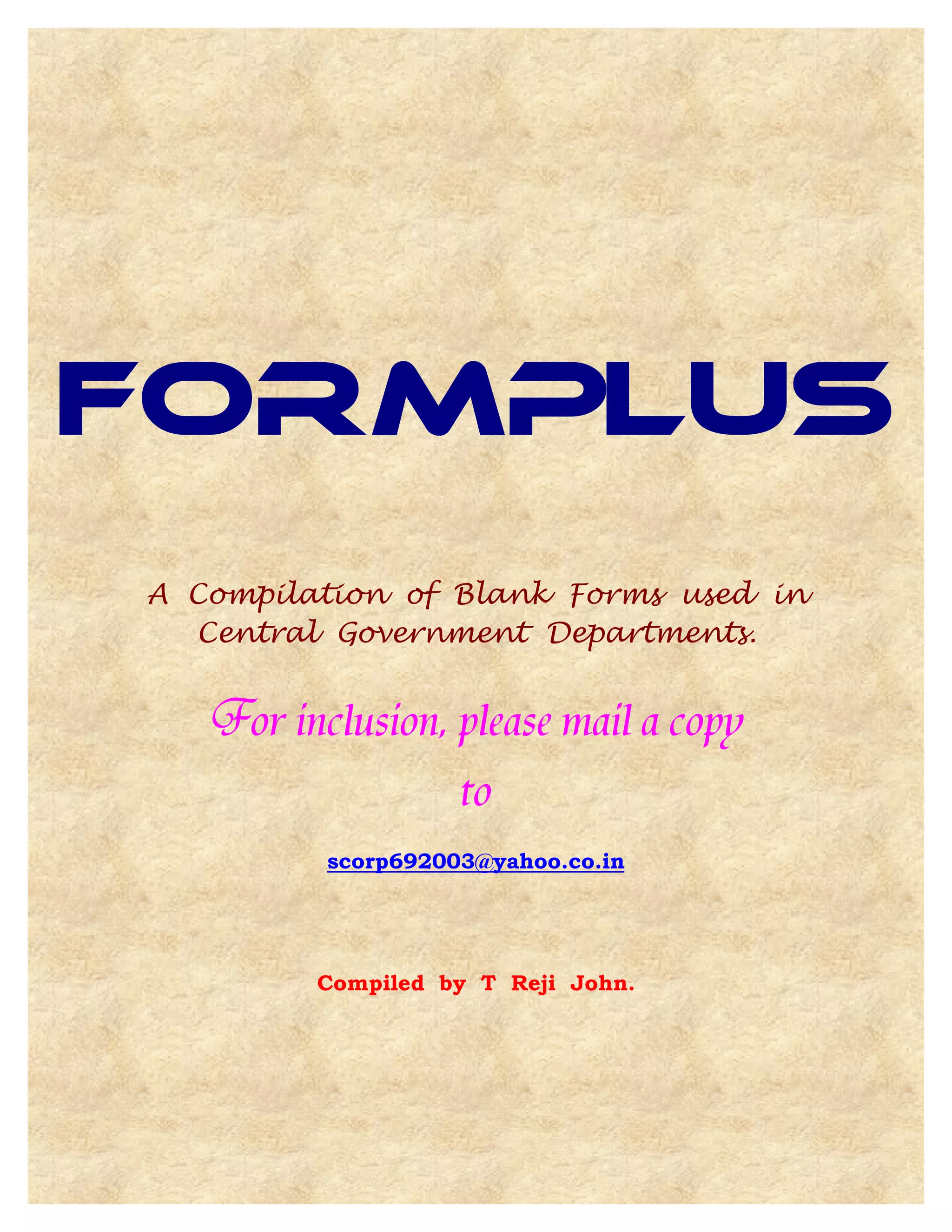 Government of India -various forms used in central government offices ...