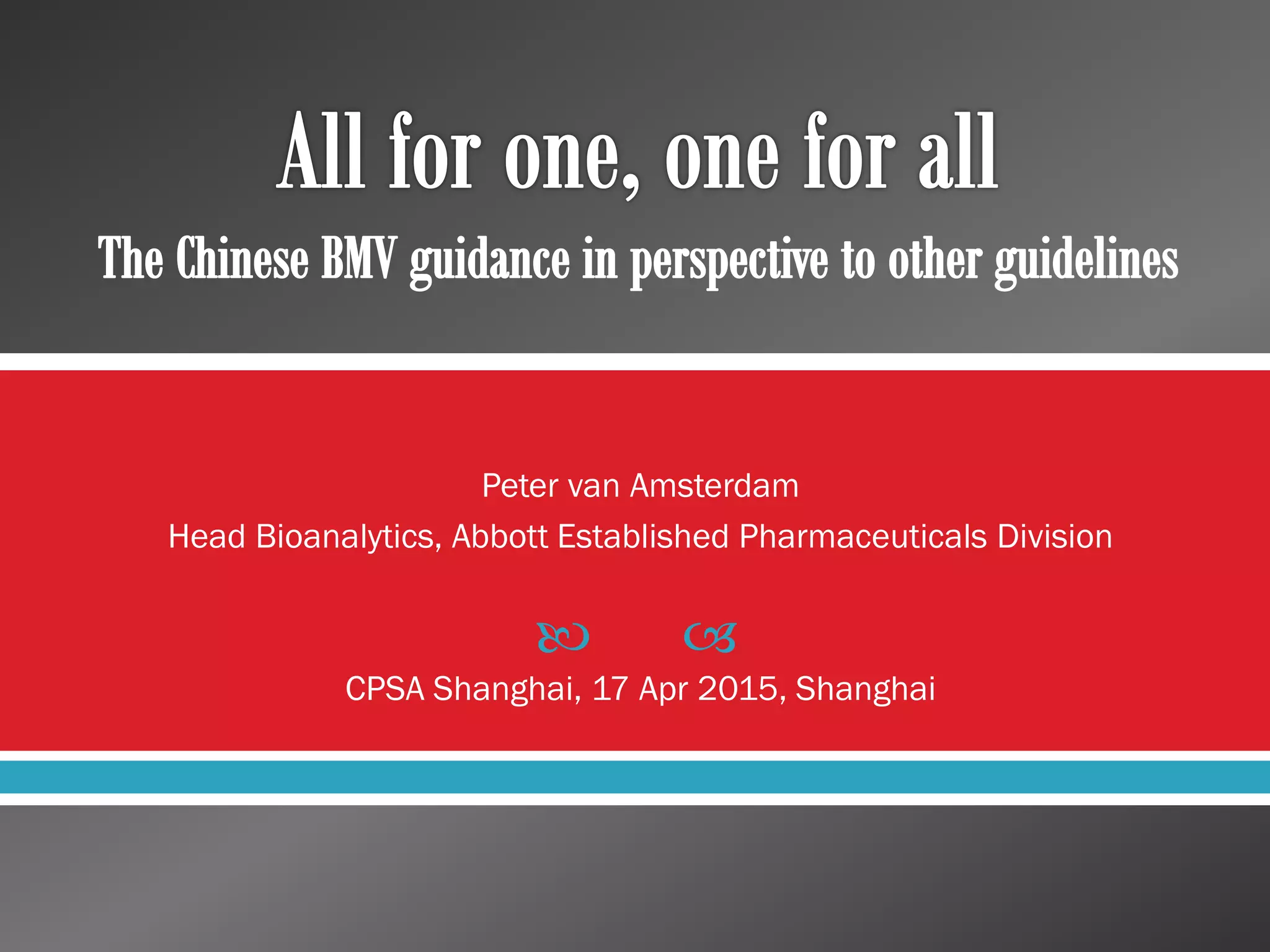 All for one, one for all - The Chinese BMV guidance in perspective to ...