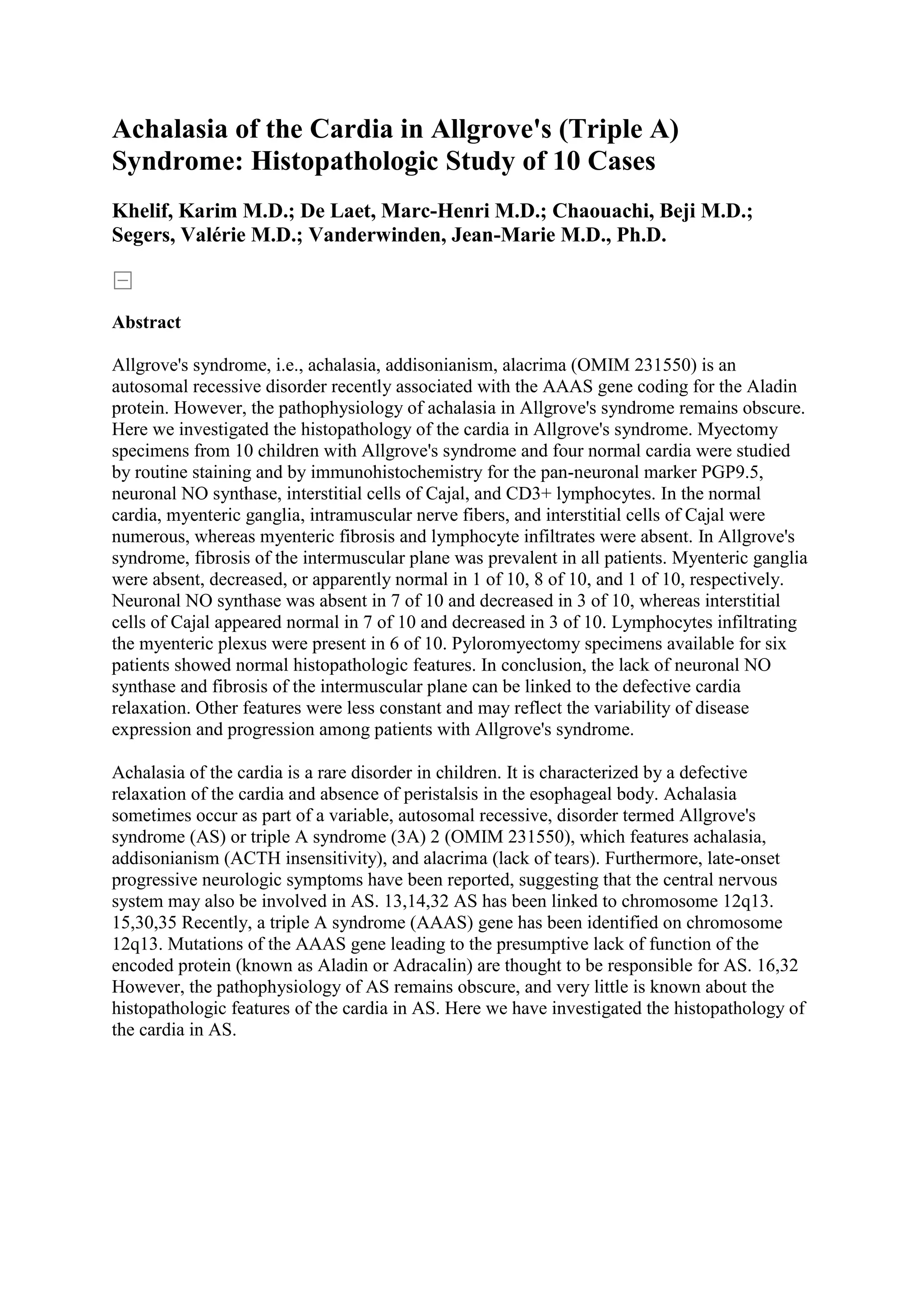 Allgrove's syndrome | PDF