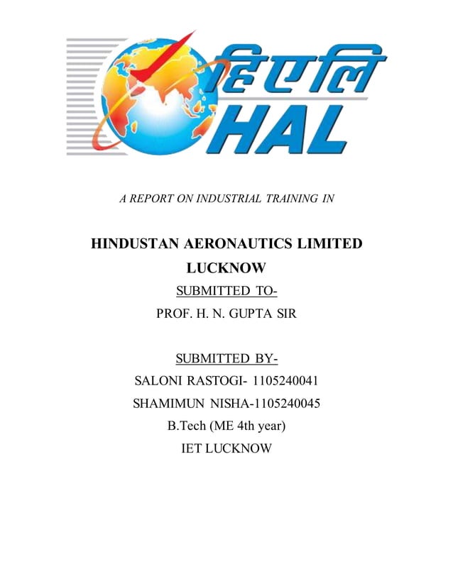 SUMMER TRAINING REPORT - HAL, LUCKNOW | DOCX