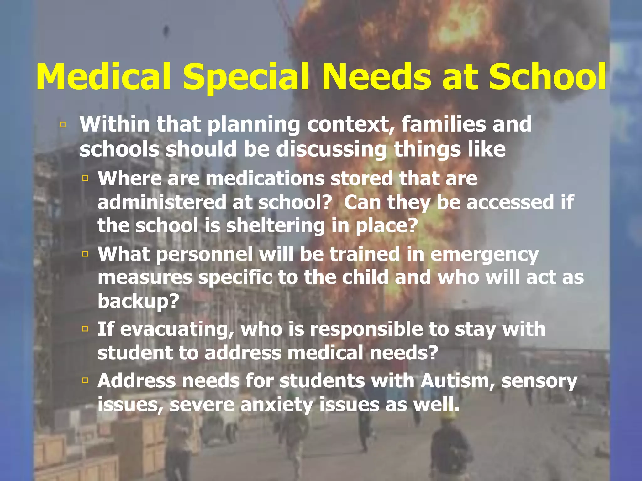 All hazards preparedness and planning for people with health needs and ...