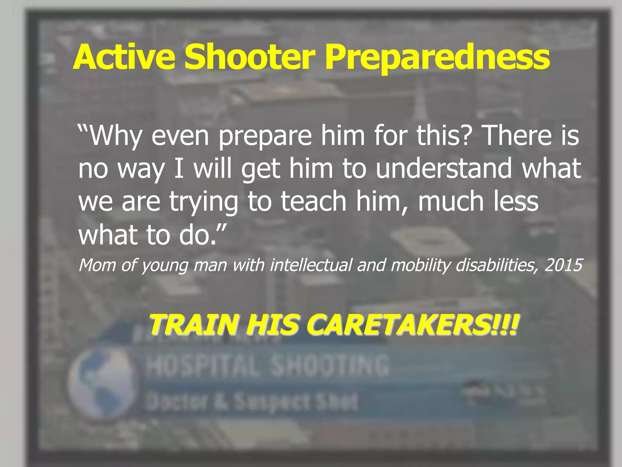 All hazards preparedness and planning for people with health needs and ...