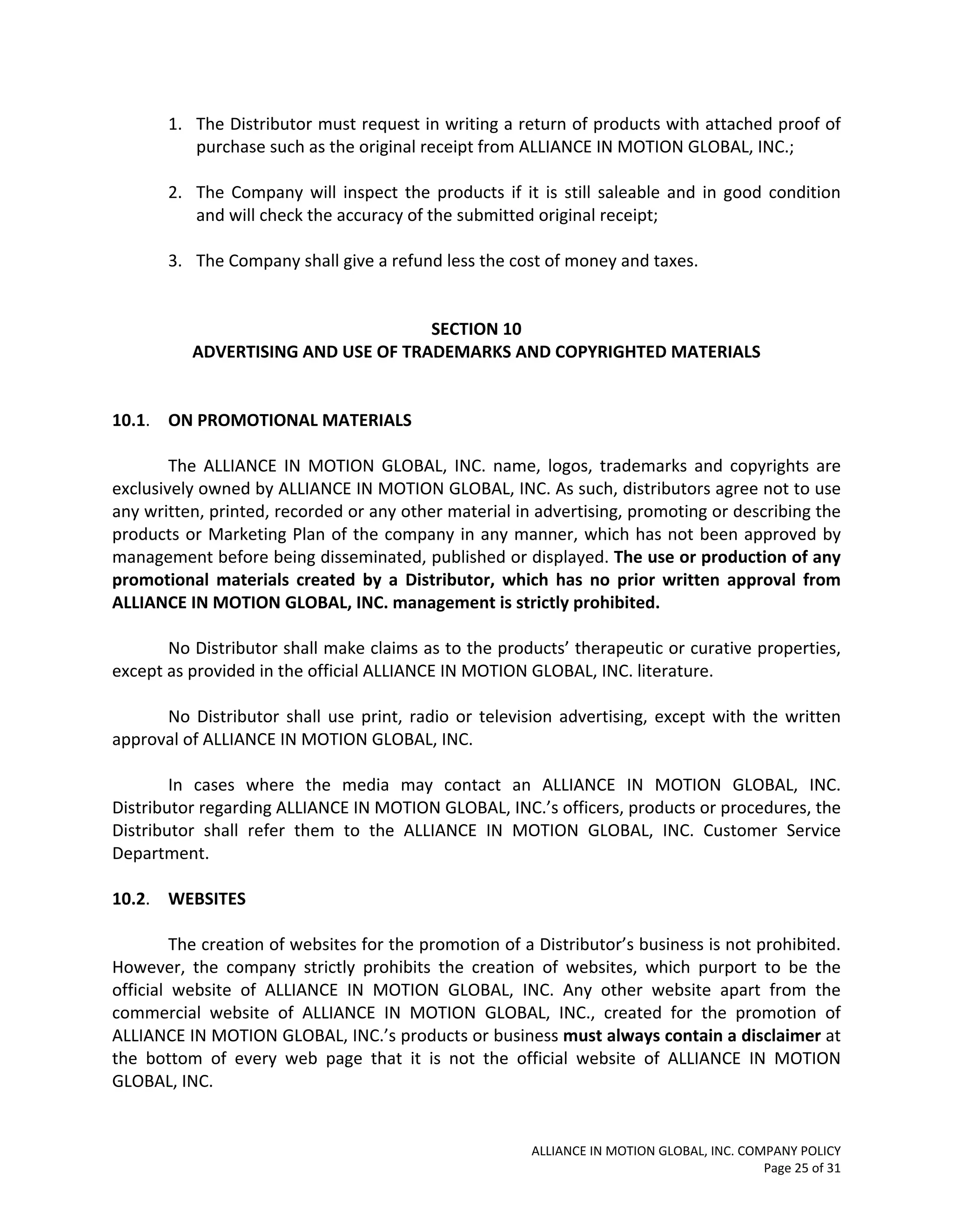 Alliance in-motion-global-company-policies