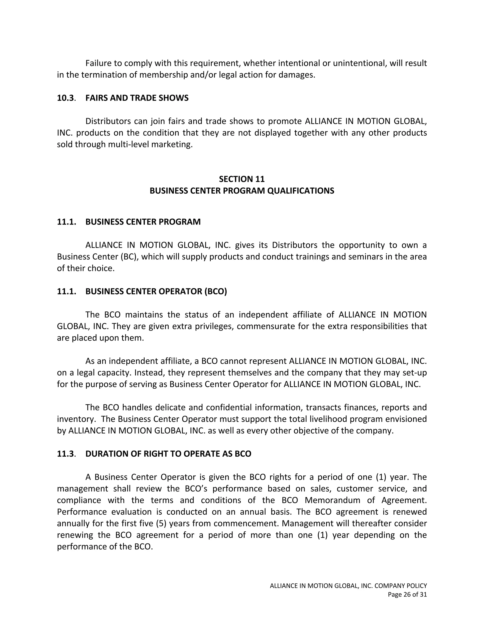 Alliance in-motion-global-company-policies