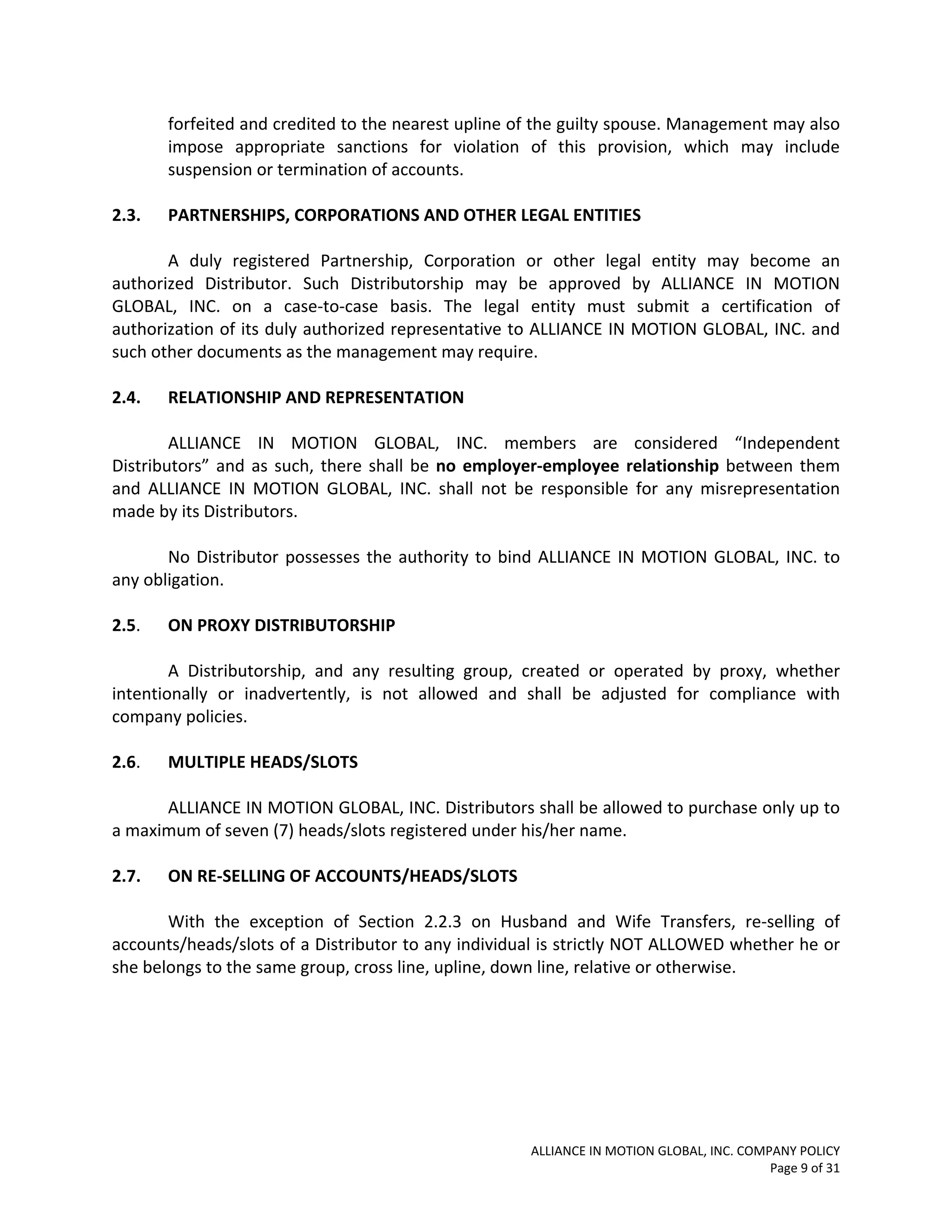 Alliance in-motion-global-company-policies