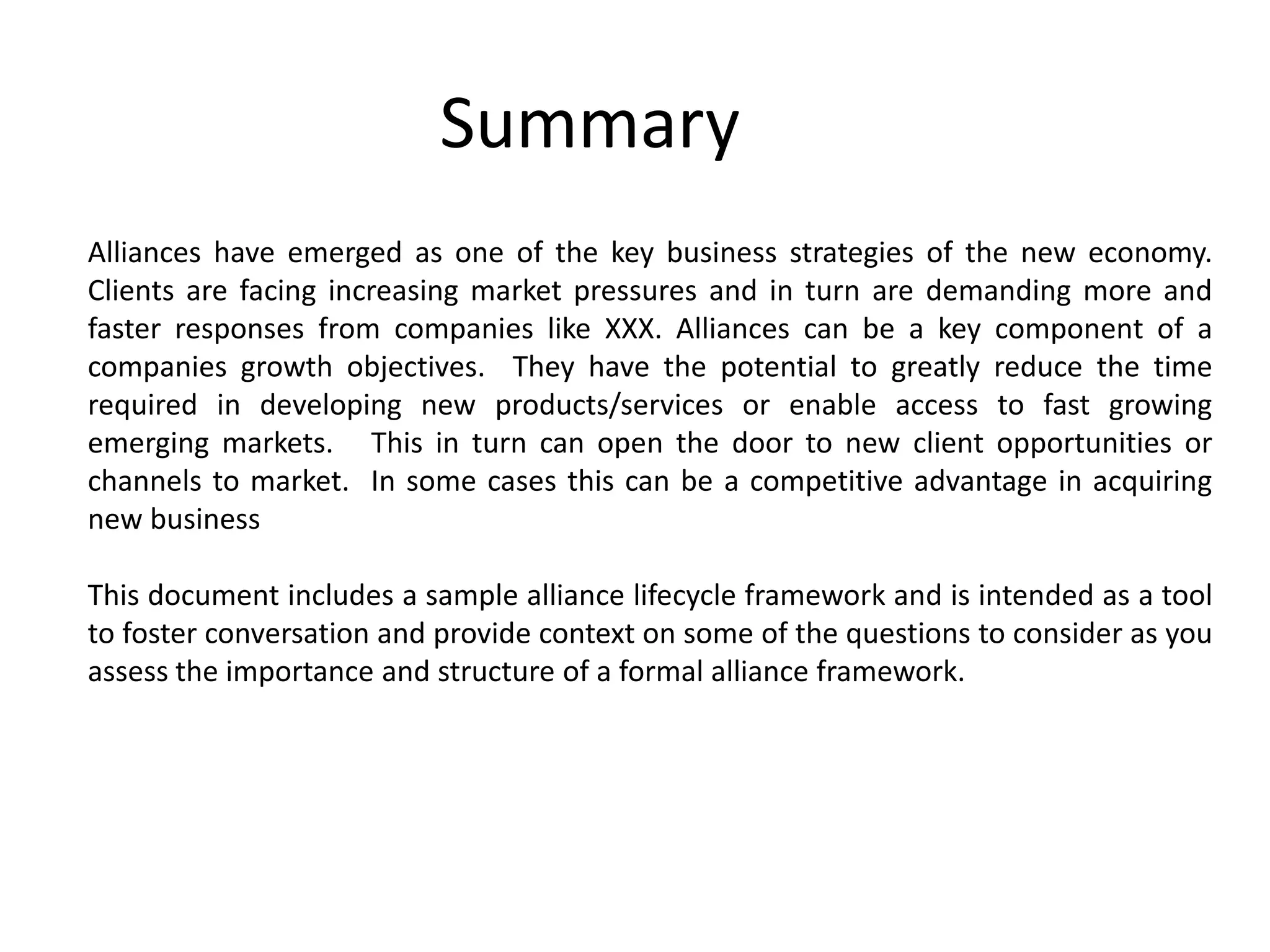 Alliance Lifecycle Framework | PPT