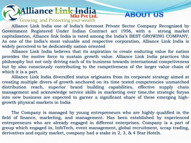 Alliance link india - mkt pvt ltd. | PPTX | Asia Travel | Travel Locations