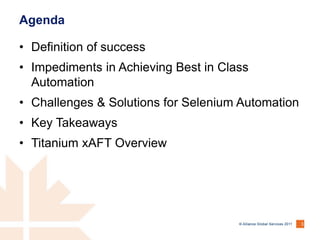 Alliance Successful Selenium Automation | PPT