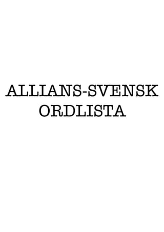 Allians Svensk Ordlista | PDF