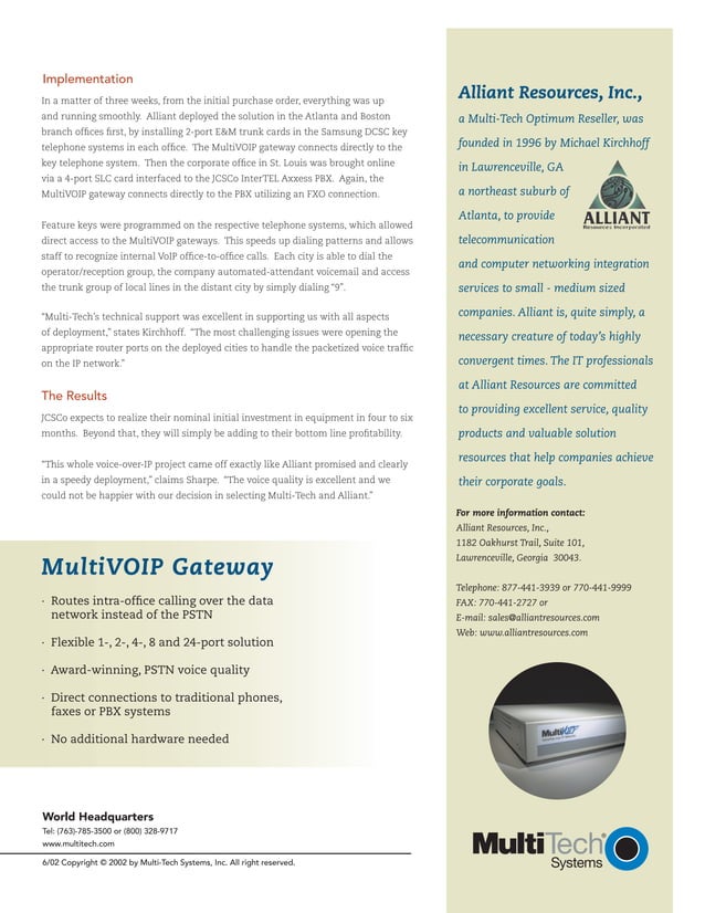 Multitech's VOIP Solution | PDF