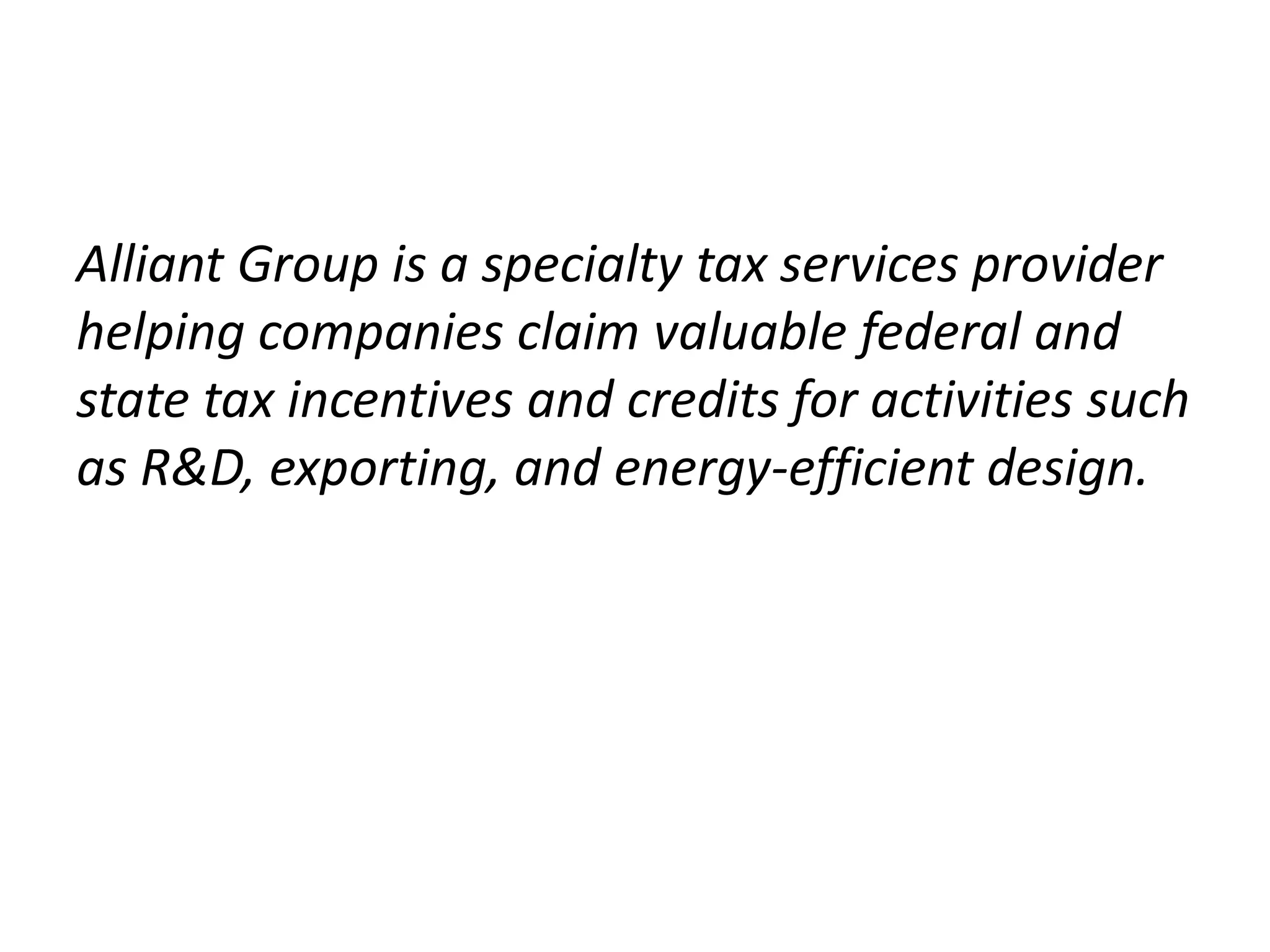 alliantgroup LP | PPTX | Management Consulting Industry | Industries