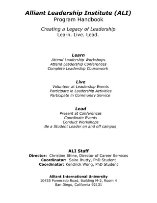 Alliant leadership Institute Handbook | DOC | Professional School ...