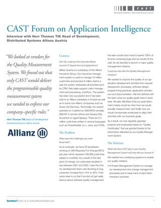 CAST Customer Story: Interview with Herr Thomas TIK, Allianz Austria | PDF
